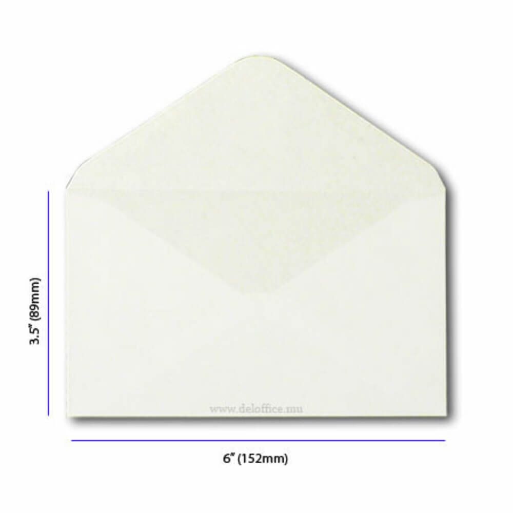 Envelope White Plain 6"x3.5", W152*D89mm [Pk 100] PP | DelCity Ltd