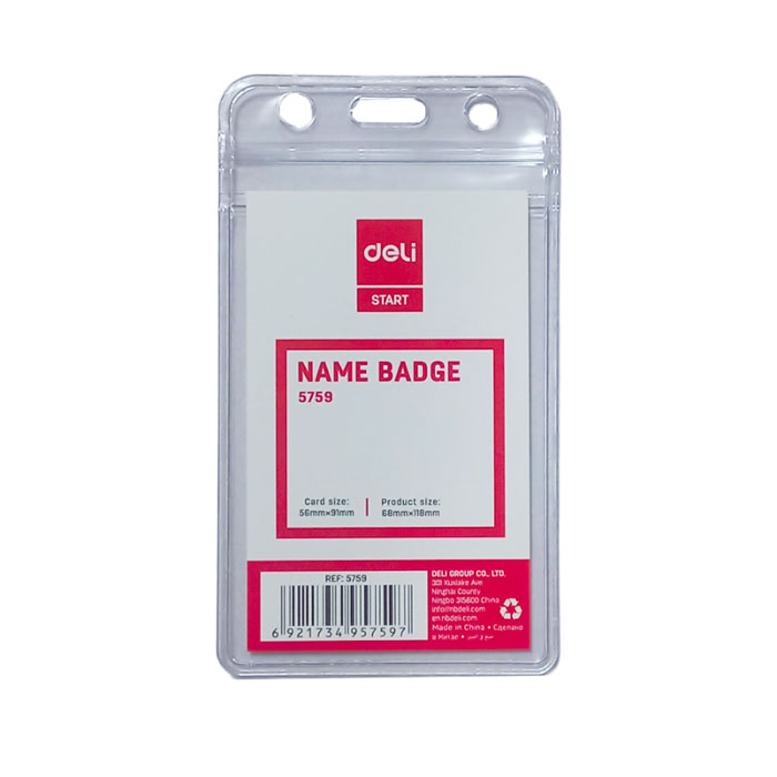 Name Badge Ref 5759 56*91mm, Transparent Waterproof Deli | DelCity Ltd