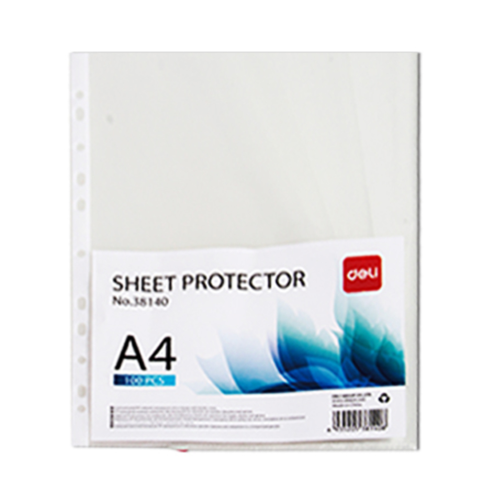 Sheet Protector Plastic Ref E38141 A4, 35 Mic [Pk 100] Deli | DelCity Ltd