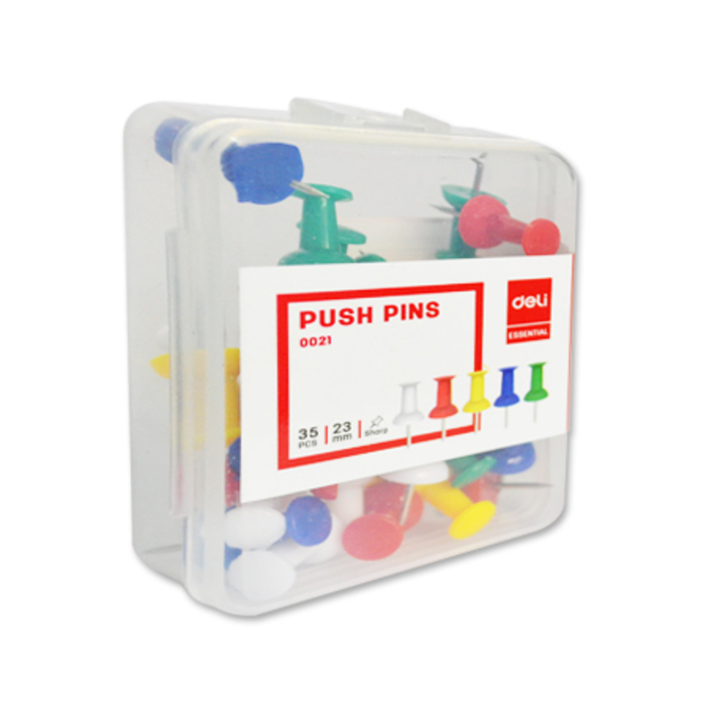 Push Pins Ref 0021 23mm, 1 Inch Mixed Colours [Pk 35] Deli | DelCity Ltd