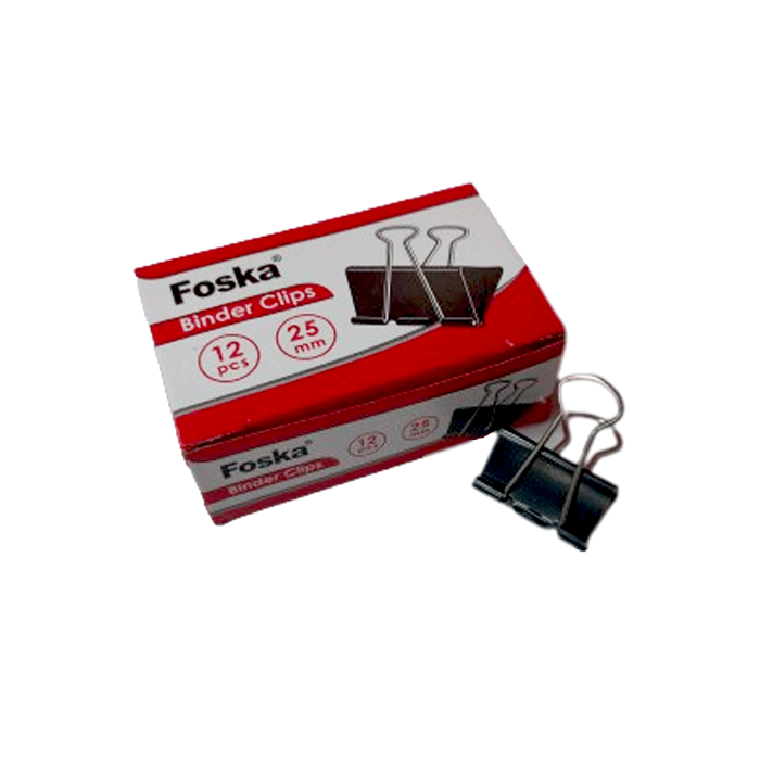 Binder Clips Ref 800-4 25mm, Black 1 Inch [Pk 12] Foska | DelCity Ltd