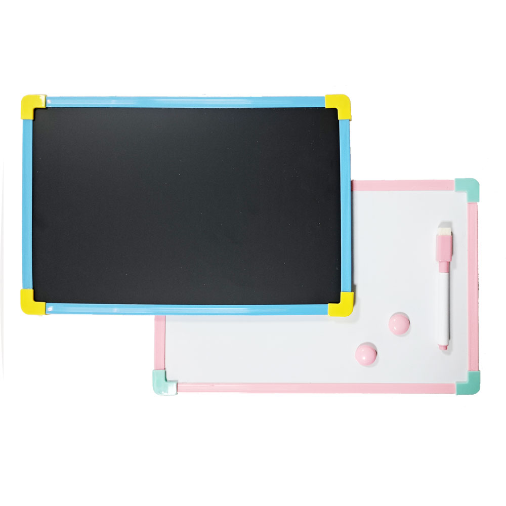 Whiteboard + Blackboard Ref 6205-2 A4, Plastic with Mini Marker Meli ...