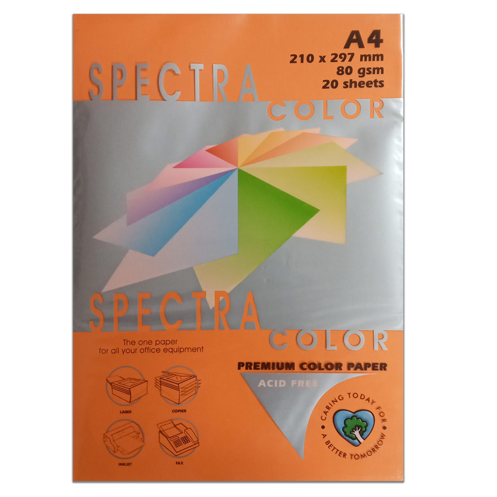 Colour Paper Ref IT371 A4 Orange, 80gsm [Pk 20] Spectra Colour ...
