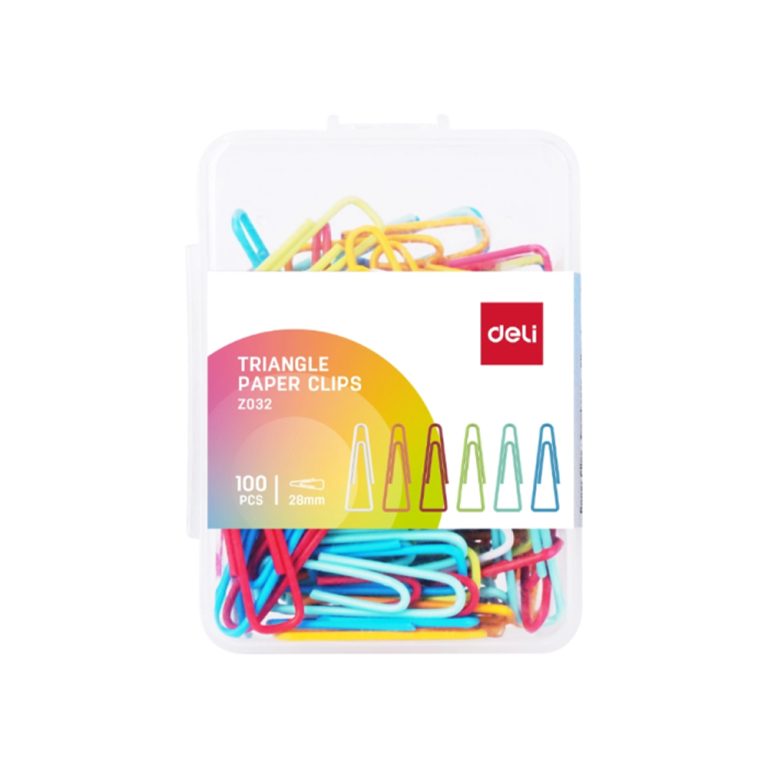 Paper Clips Triangular Ref Z032 28mm, Nickel Plated Mixed Colours Deli ...